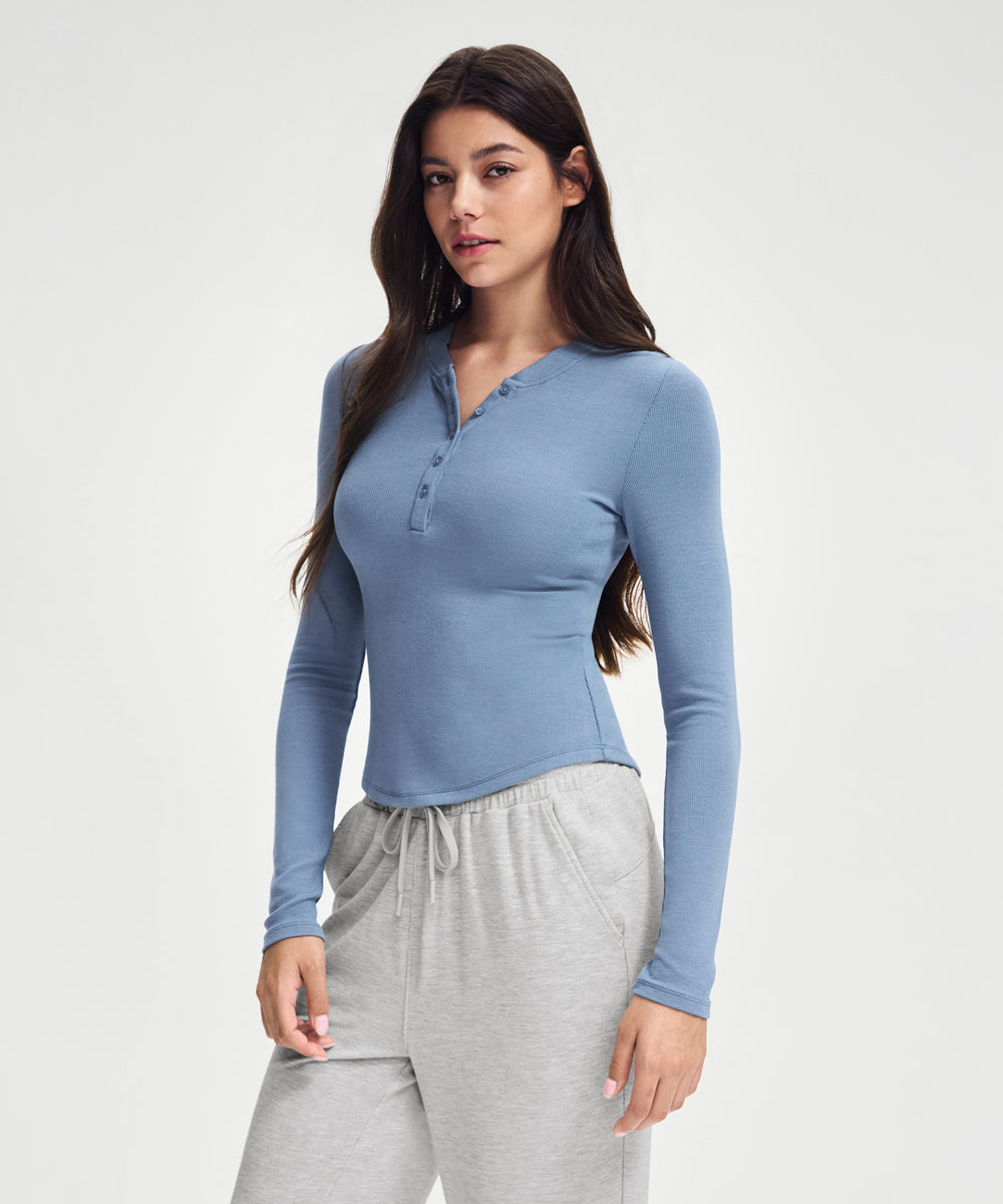 Ribbed Modal Button Long Sleeve – athluna