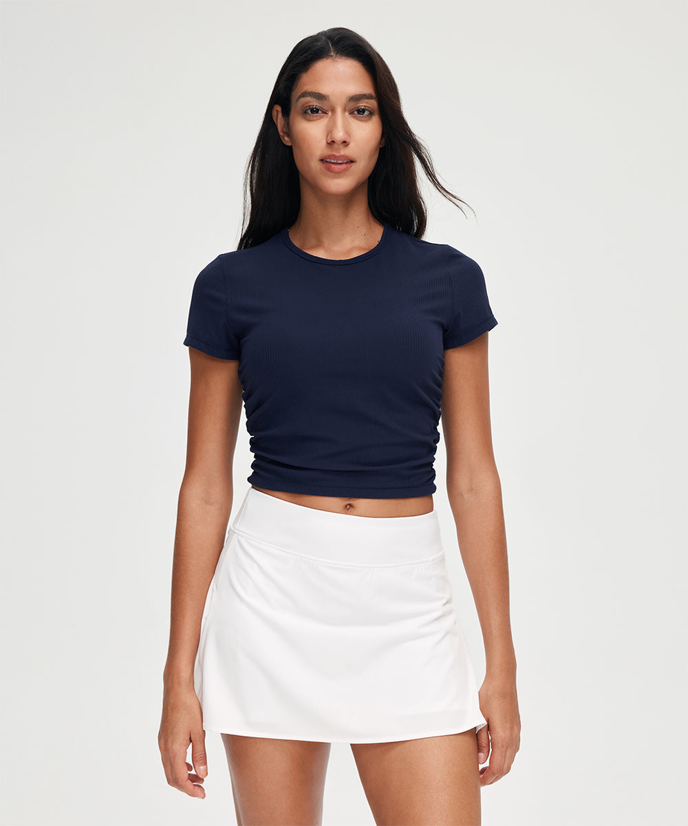 Ribbed Cinch Side Short Sleeve – athluna